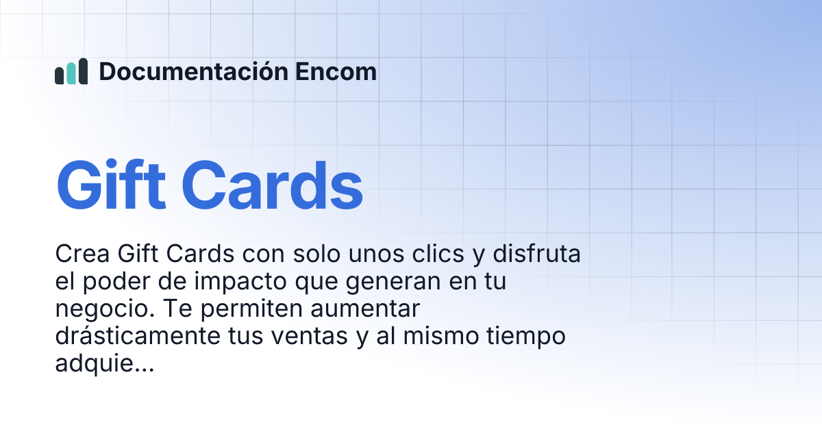 Gift Cards | Documentación Encom